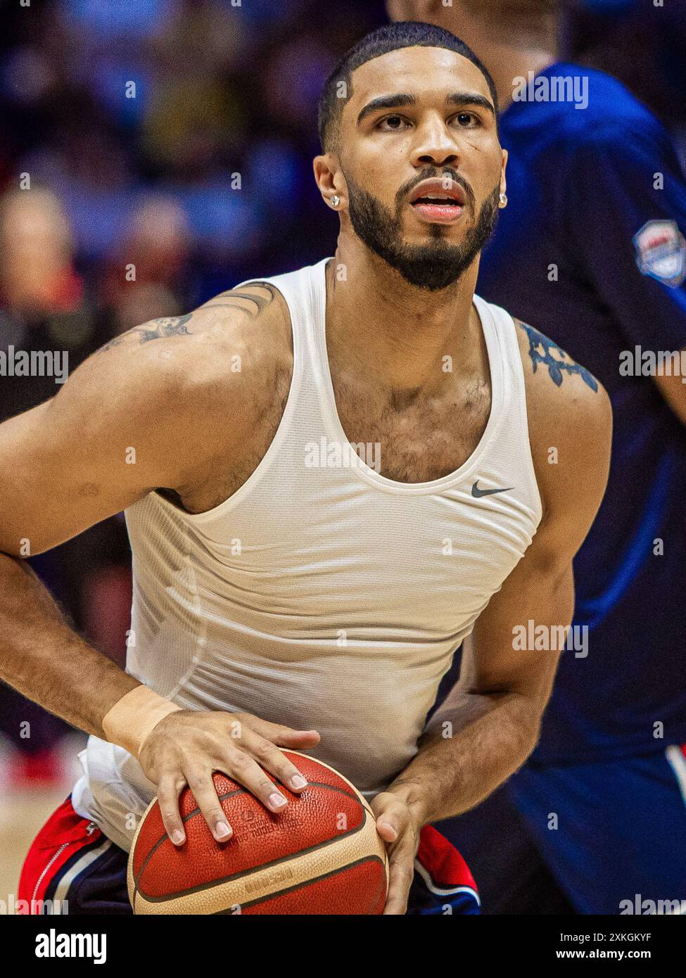 O2 Arena, UK. 22nd July, 2024. Jason Tatum #10 for Team USA during the ...