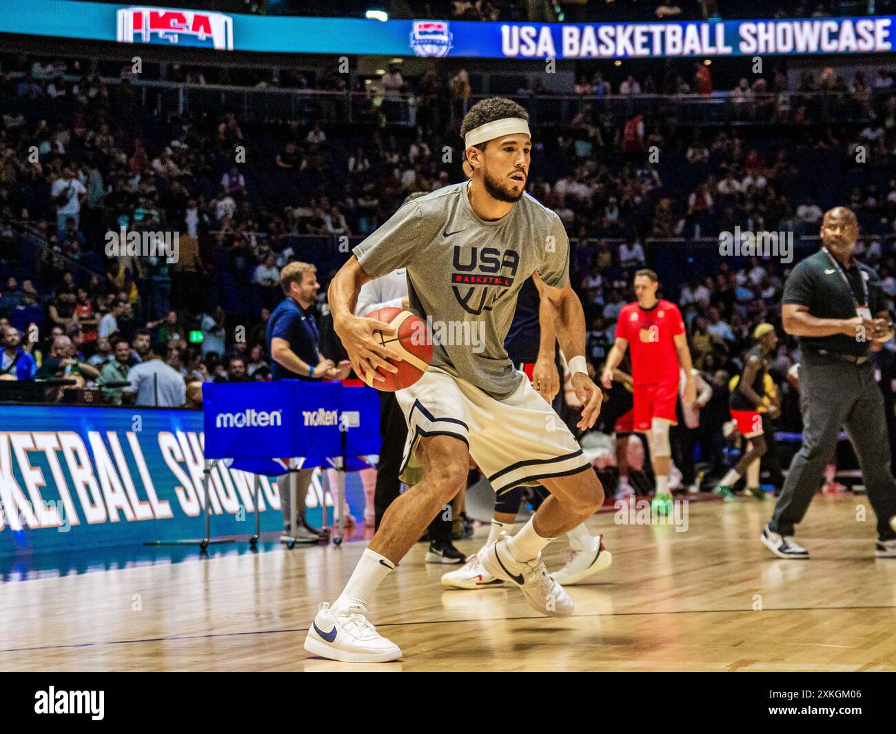 O2 Arena, UK. 22nd July, 2024. Devin Booker #15 for Team USA during the ...