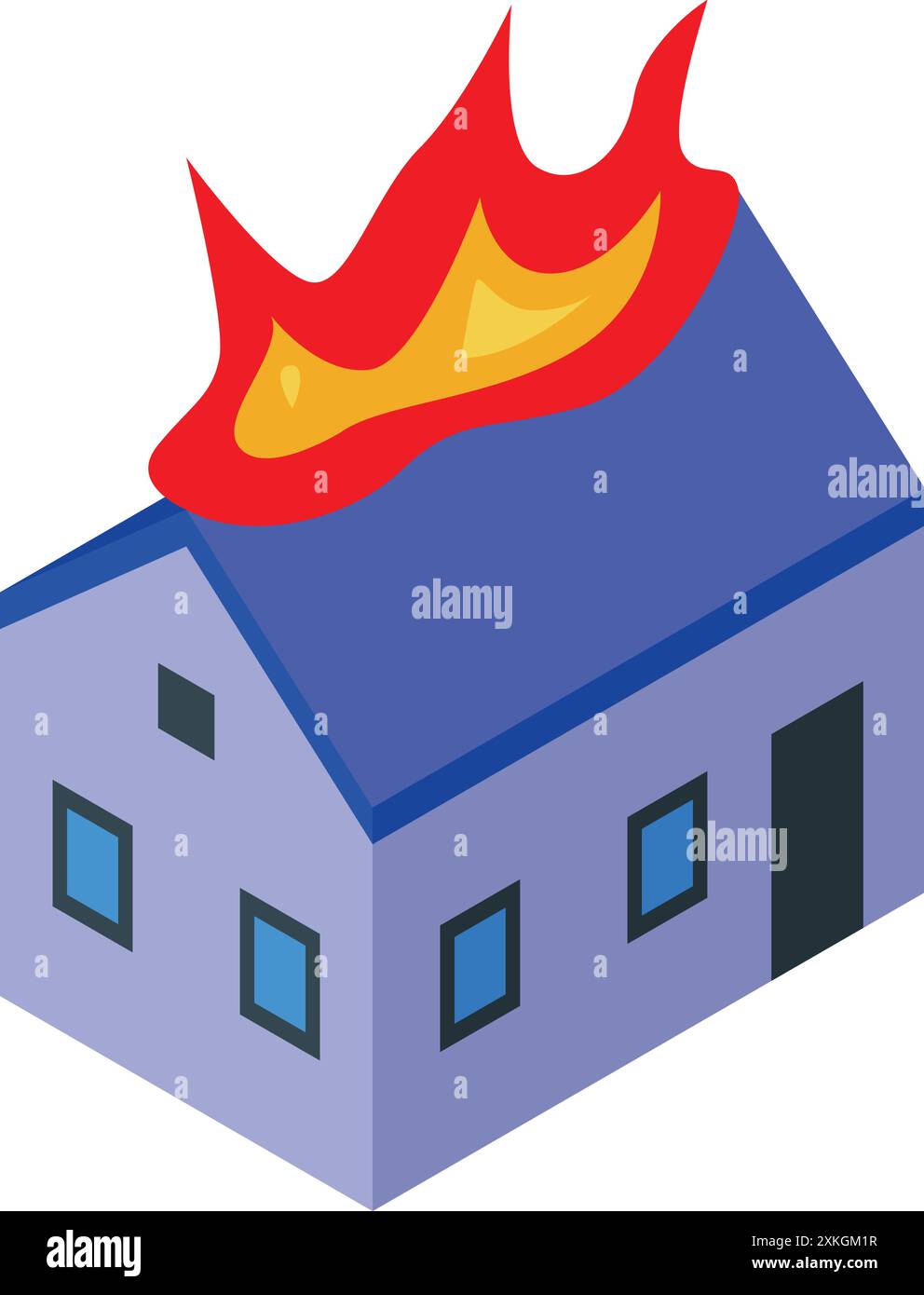 Isometric building on fire, fire hazard concept Stock Vector Image ...