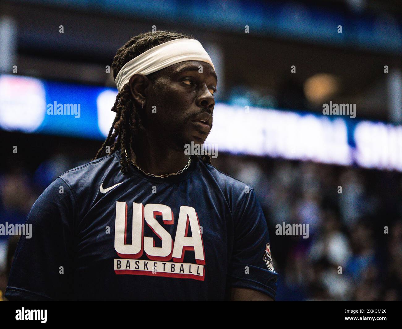 O2 Arena, UK. 22nd July, 2024. Jrue Holiday #12 for Team USA warming up ...
