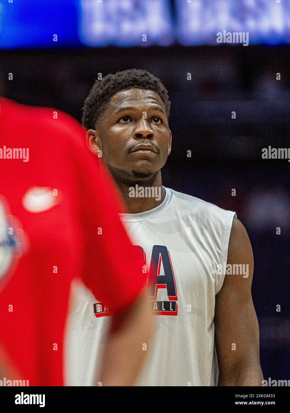 O2 Arena, UK. 22nd July, 2024. Anthony Edwards #5 during the USA ...