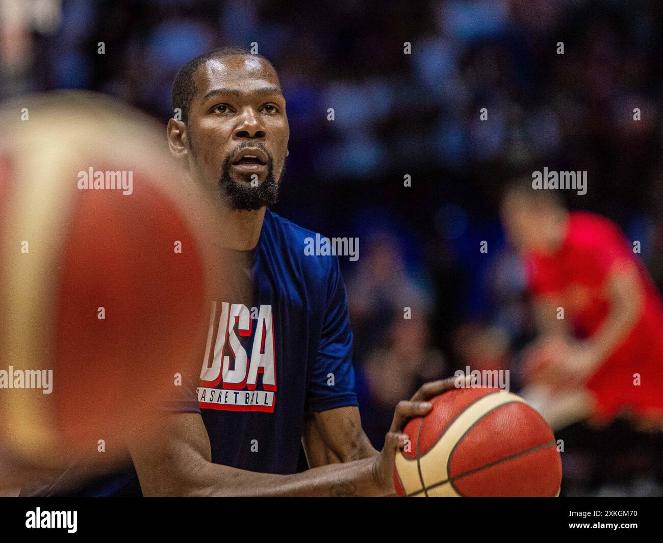 O2 Arena, England 22nd July 2024: Kevin Durant #7 for Team USA warming ...