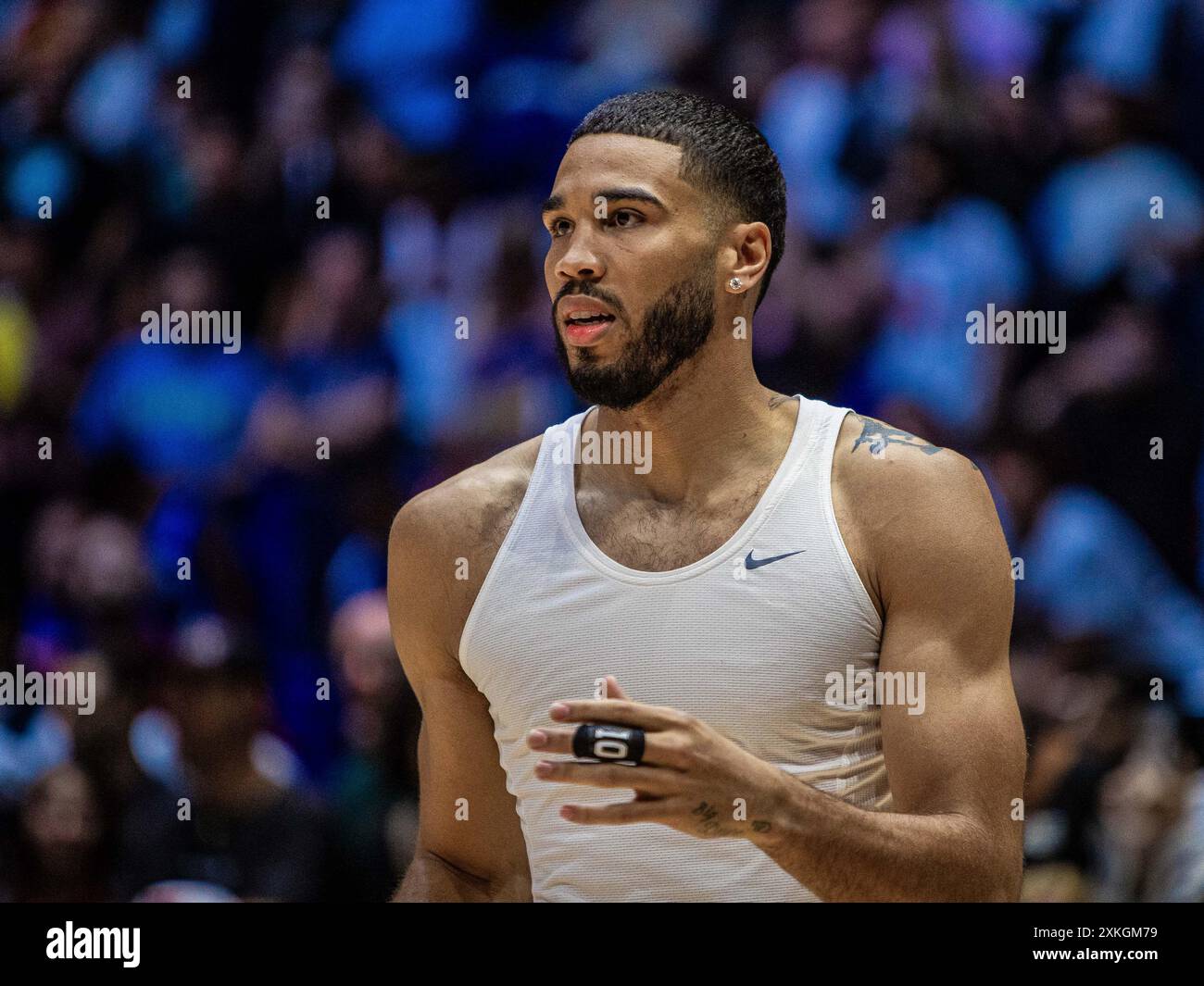 O2 Arena, England 22nd July 2024: Jason Tatum #10 for Team USA warming ...