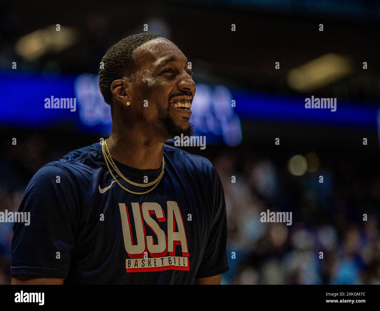O2 Arena, England 22nd July 2024: Bam Adebayo #13 for Team USA warming ...