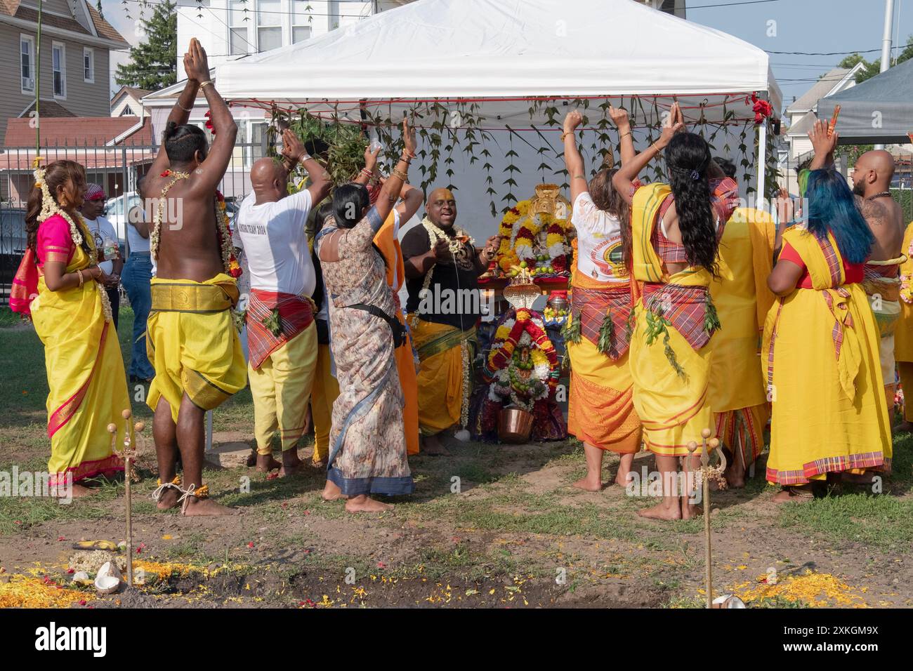After the Thimithi firewalk Preven Moodley leads worshippers in prayers ...