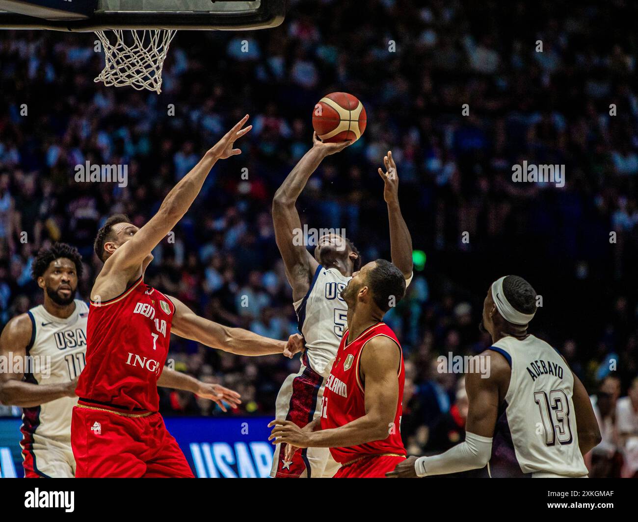 O2 Arena, UK. 22nd July, 2024. Anthony Edwards #5 for Team USA during ...