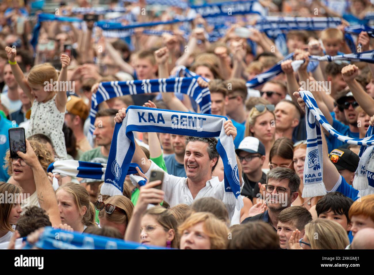 Gent's supporters are pictured during the team presentation of Belgian ...