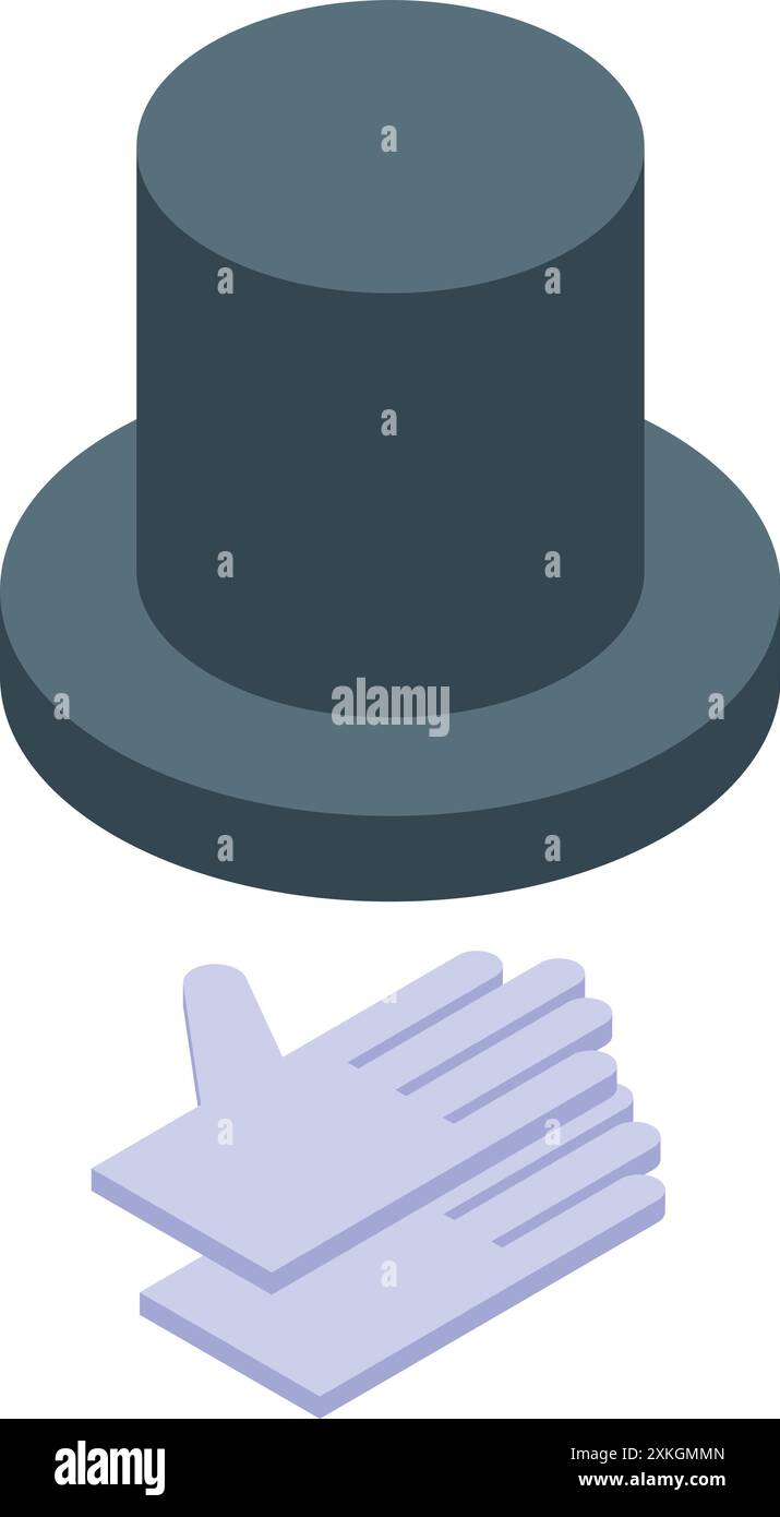 Magician is showing focus with hat and gloves, doing a illusionist ...