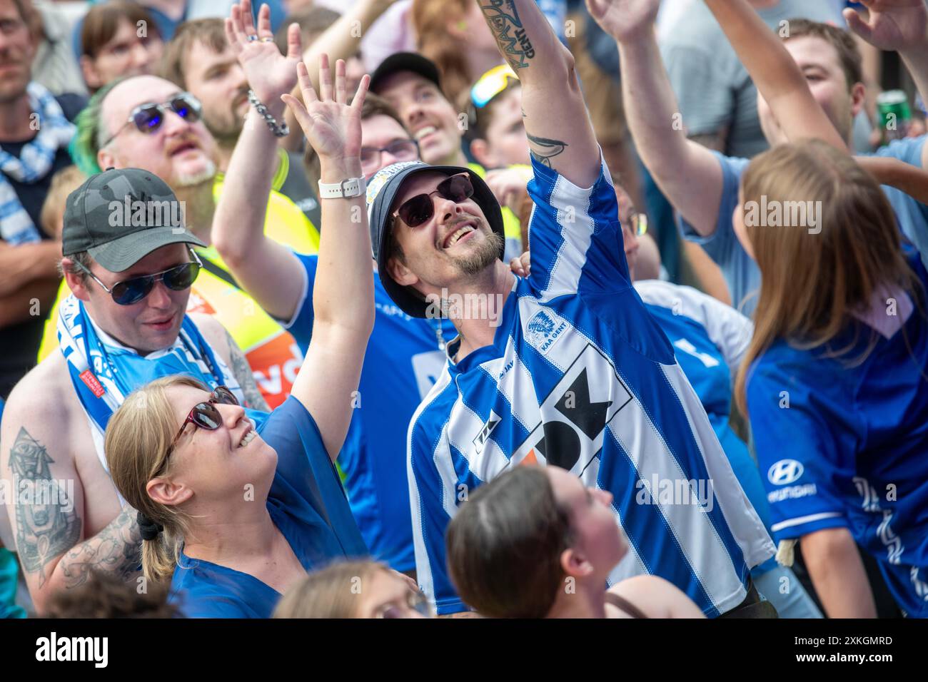 Gent's supporters are pictured during the team presentation of Belgian ...