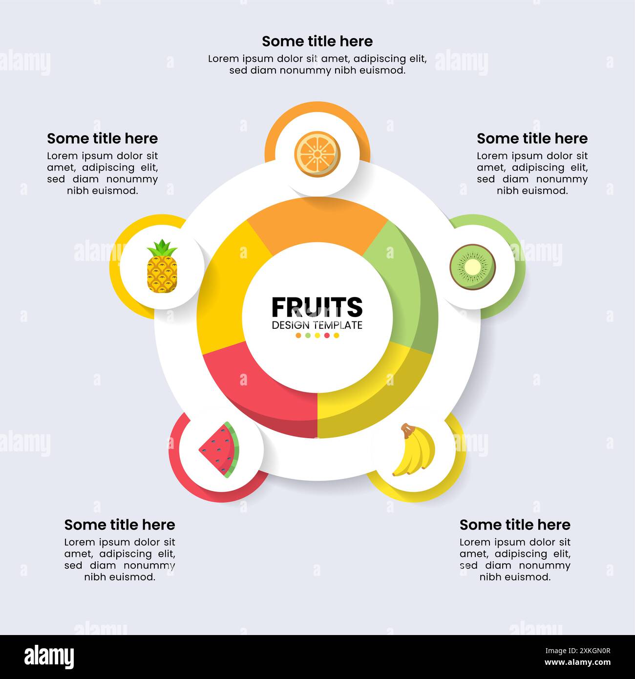 Infographic template with 5 options or steps. Fruits. Can be used for ...