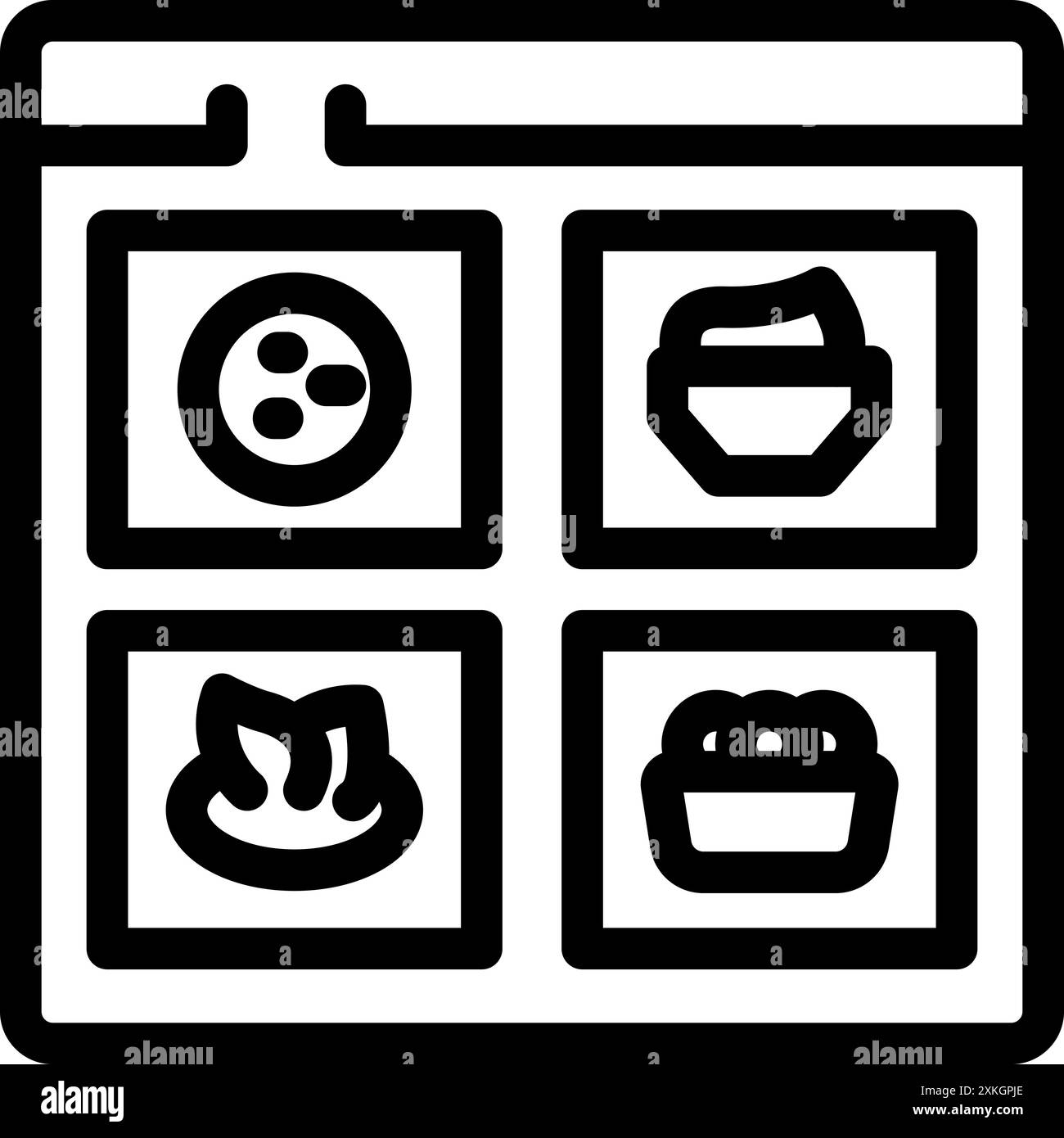 Simple icon of a website offering various dishes for online ordering ...