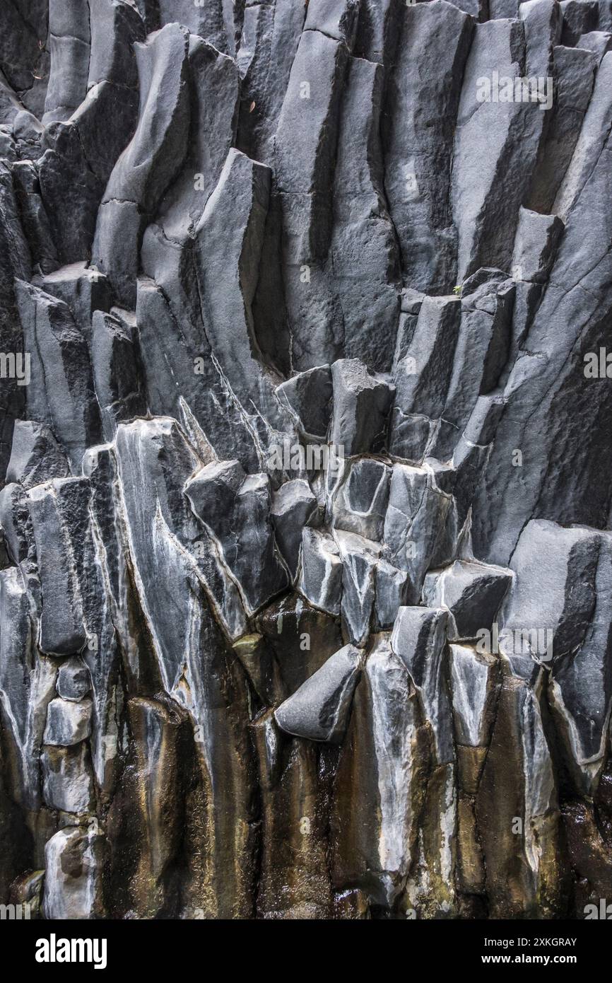Volcanic columnar basalt rock formations in the spectacular gorges of ...