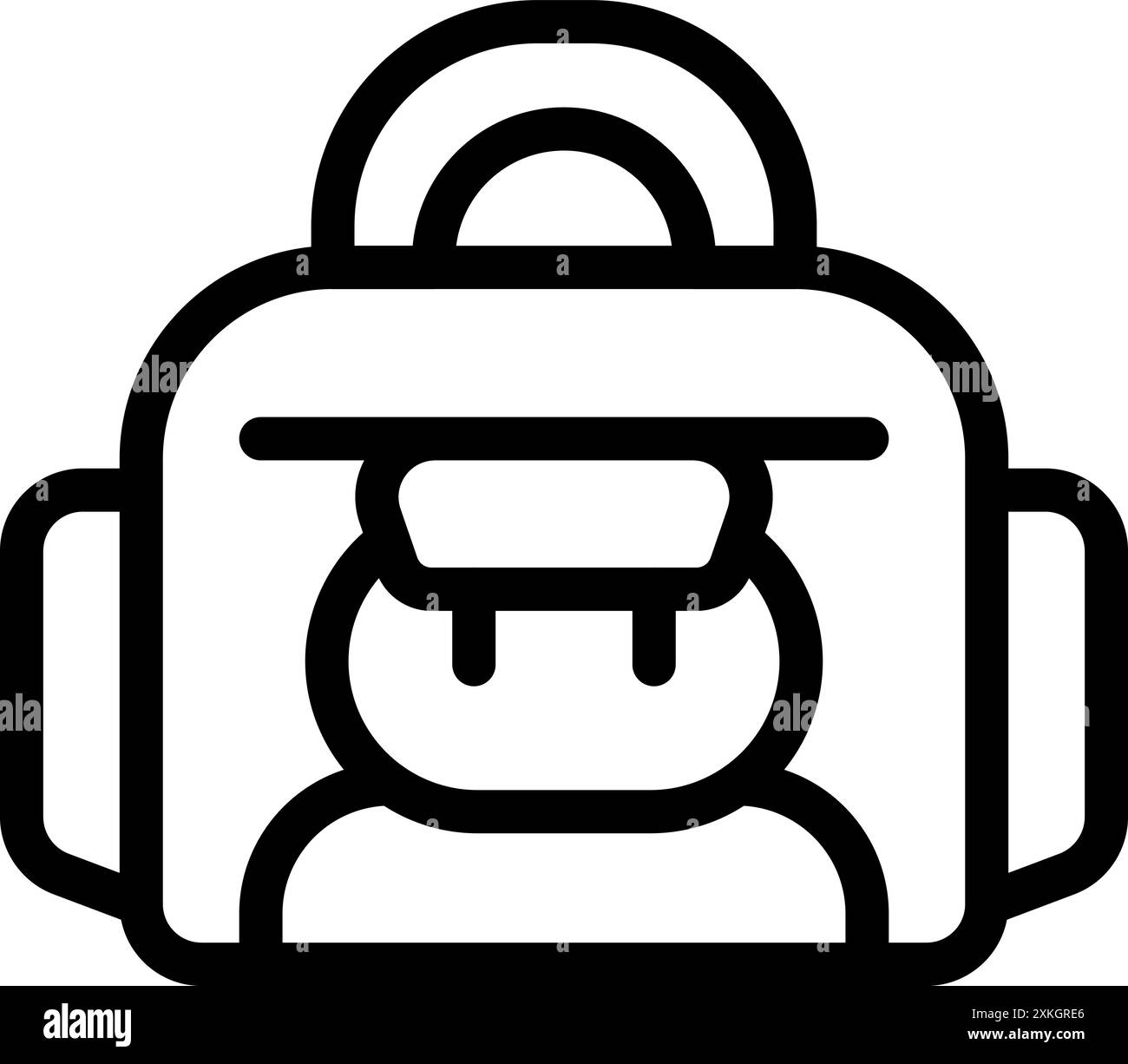 Line icon of a delivery man bringing an order using a thermal bag to ...