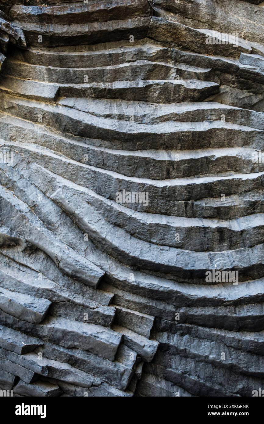 Volcanic columnar basalt rock formations in the spectacular gorges of ...