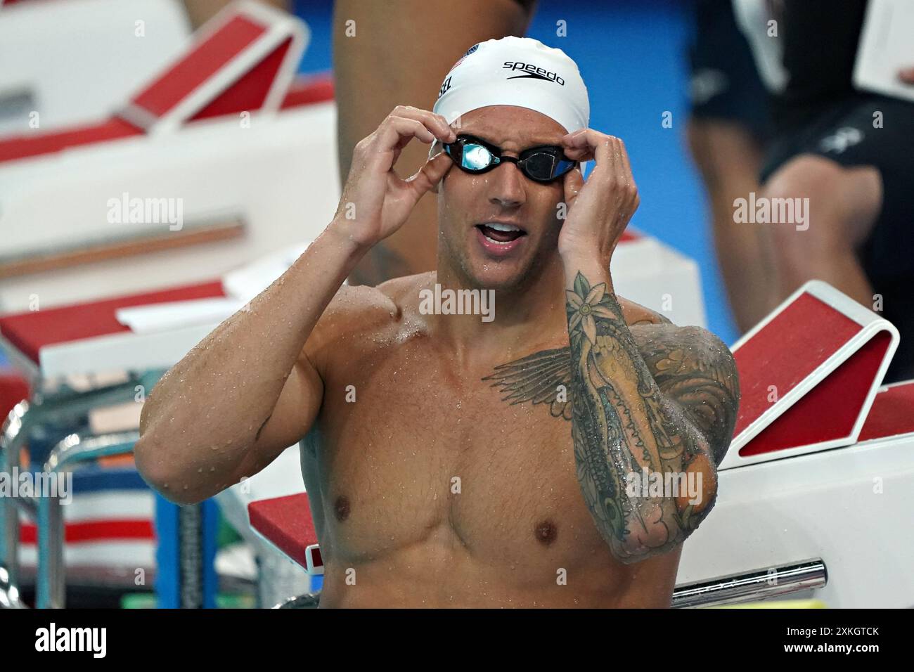 Paris, France. 23rd July, 2024. Olympic gold medalist Caeleb Dressel of ...