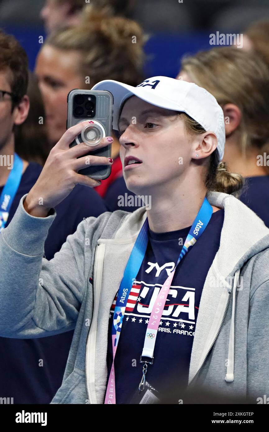 Paris, France. 23rd July, 2024. Olympic gold medalist Katie Ledecky of ...