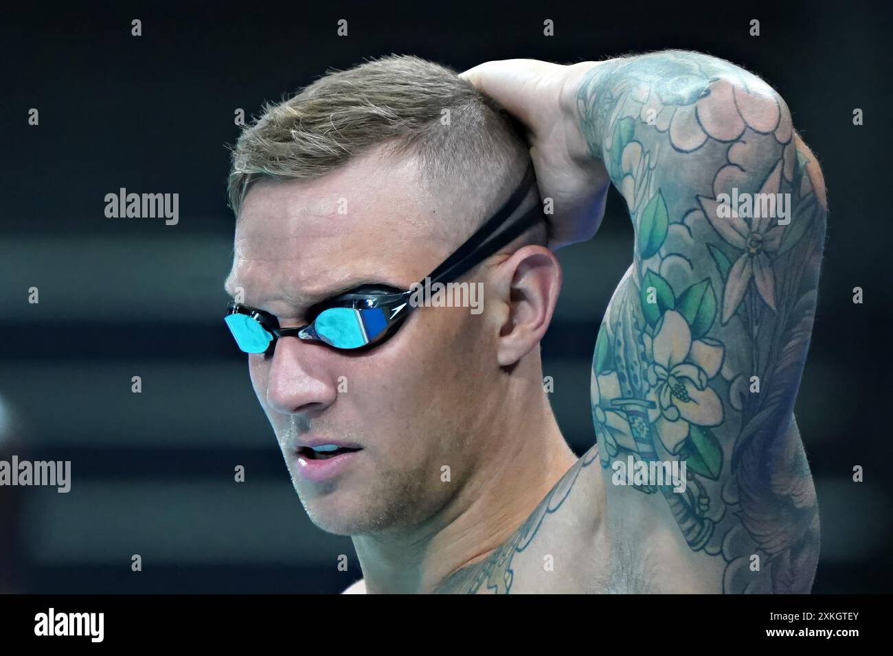 Paris, France. 23rd July, 2024. Olympic gold medalist Caeleb Dressel of ...
