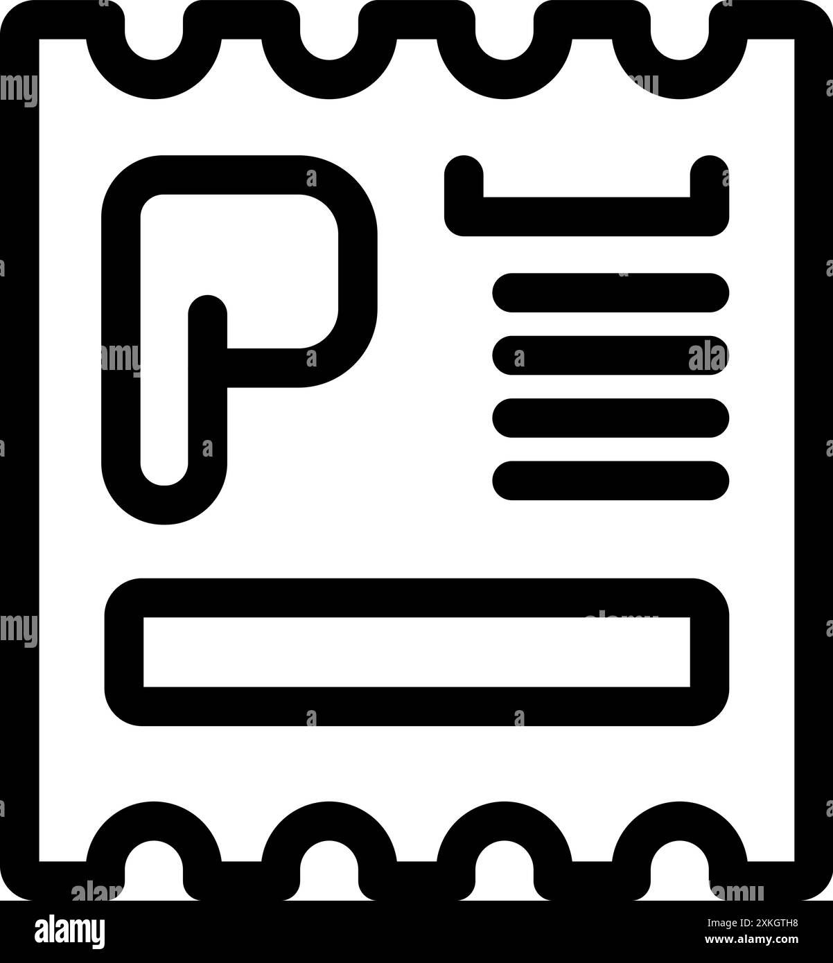 Simple parking ticket icon representing a fine for a parking violation ...