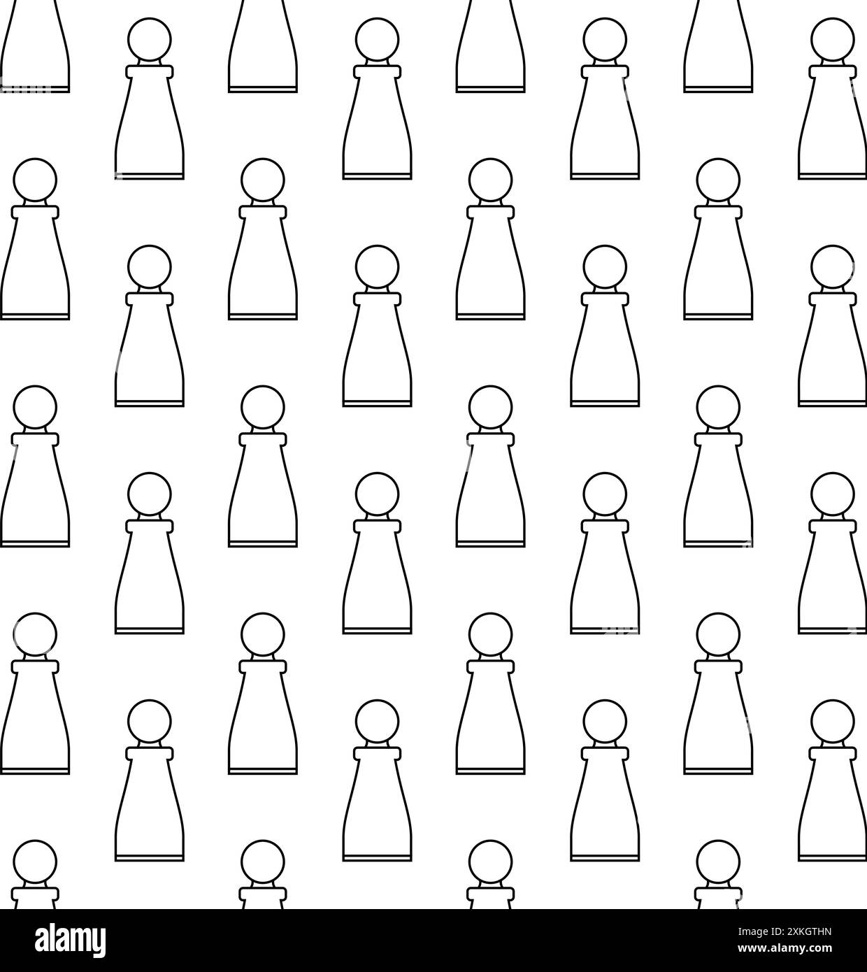 Vector seamless pattern of flat outline chess figure isolated on white ...