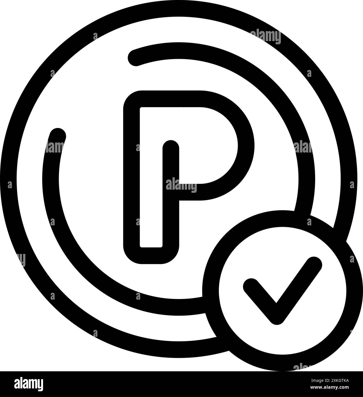 Bold icon featuring the letter p encircled with a check mark ...