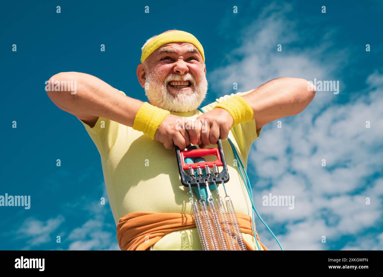 Senior male is enjoying sporty lifestyle. Senior man in health club ...
