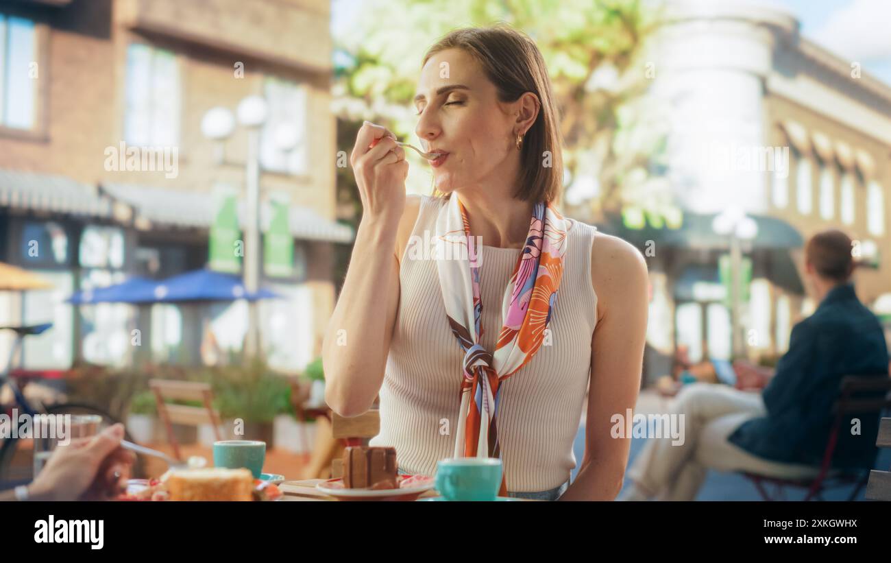 Female Friends Hanging Out Together in a Street Bakery. Eating Tasty ...