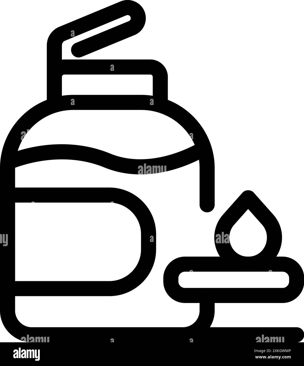 Line drawing of a liquid soap container dispensing a single drop onto a ...
