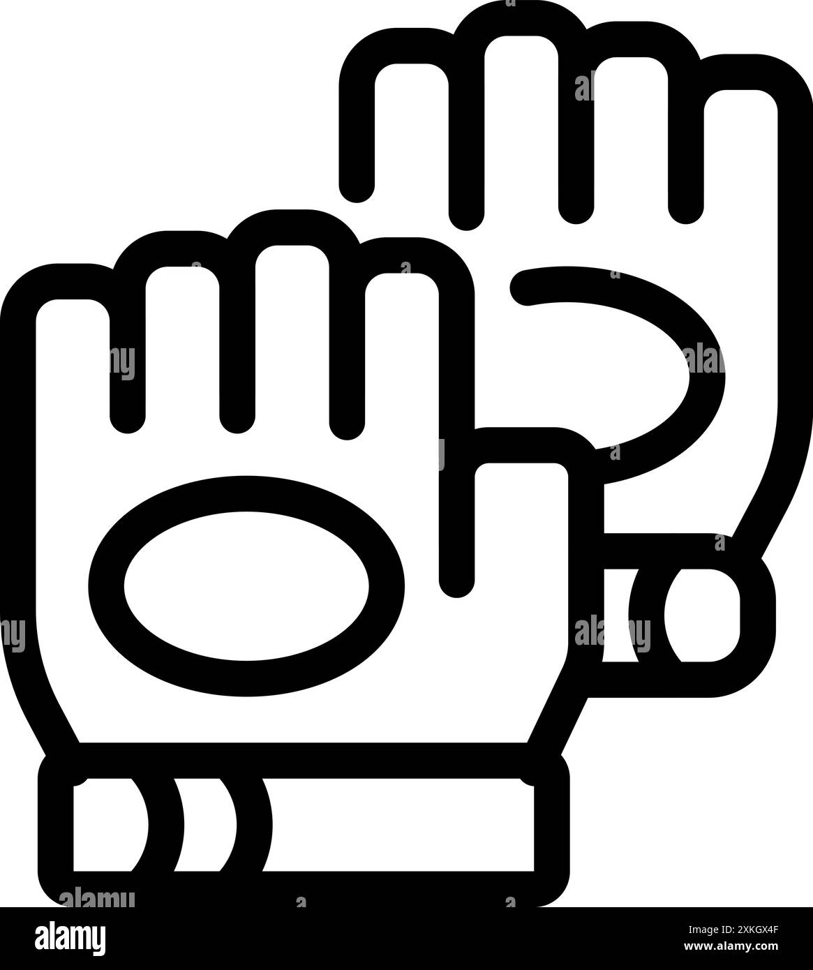 Line art icon of goalkeeper gloves, essential equipment for soccer ...