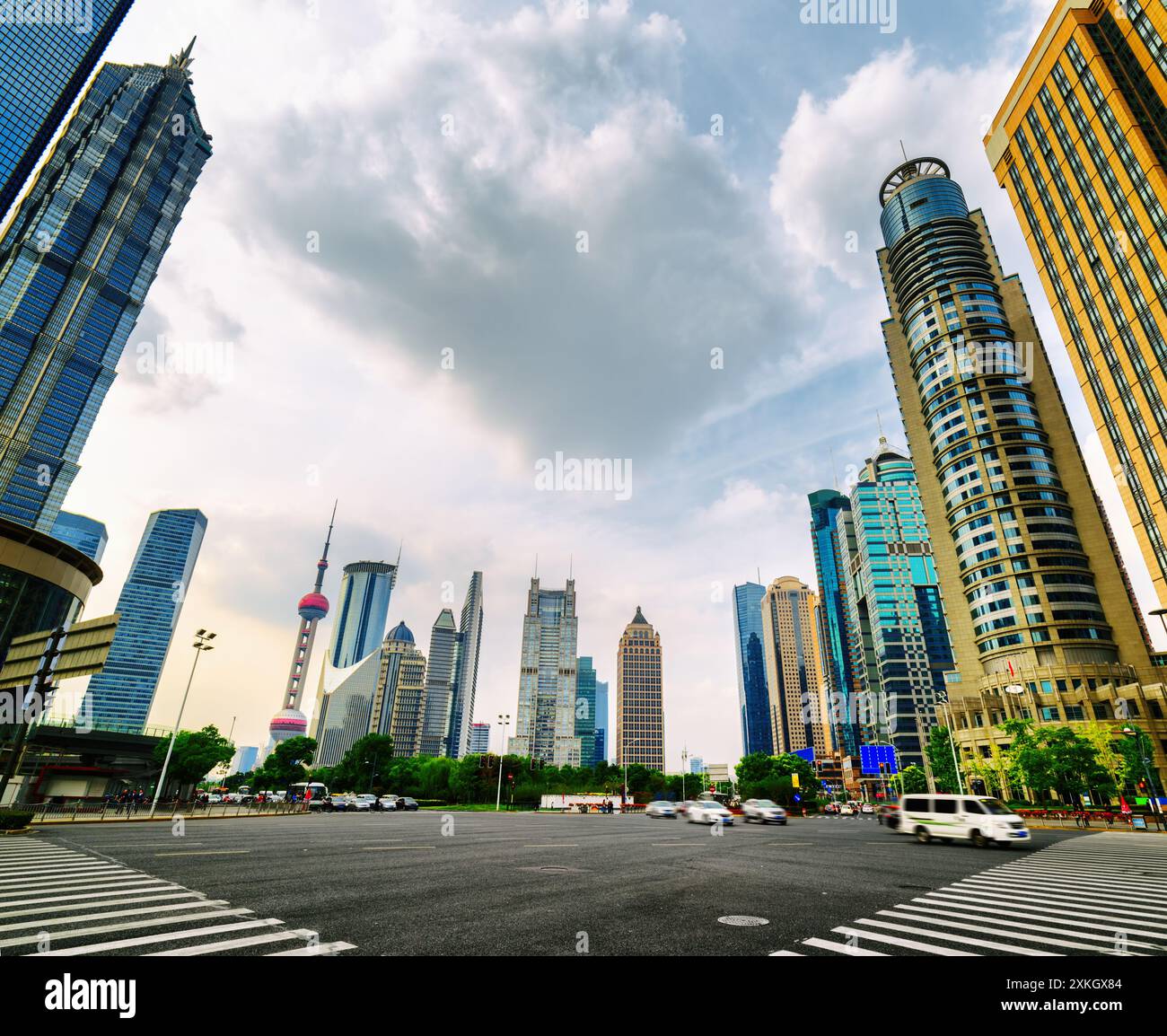 Intersection of Century Avenue and Lujiazui Ring Road, Shanghai Stock ...