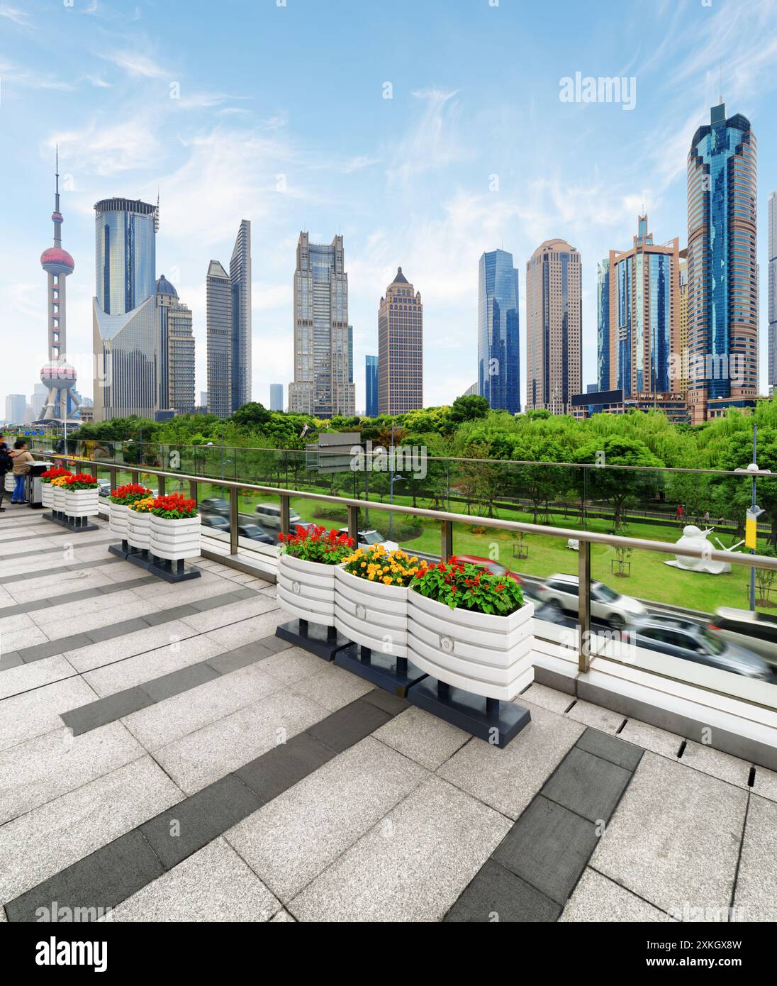 View of skyscrapers and park, the Pudong New District, Shanghai Stock ...