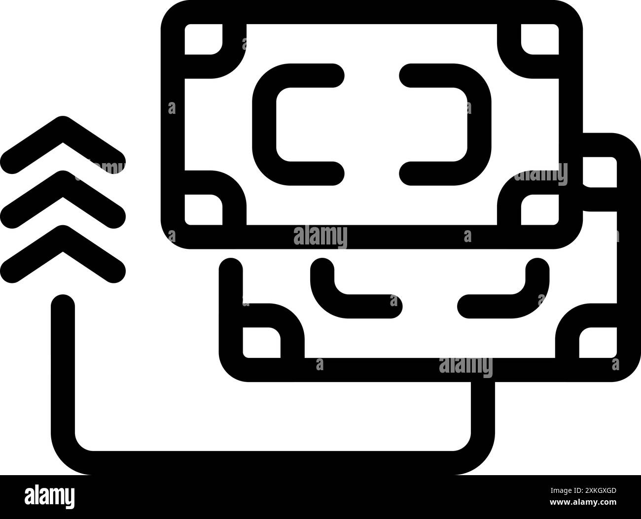 Line icon representing a money transfer, illustrating an increase in ...