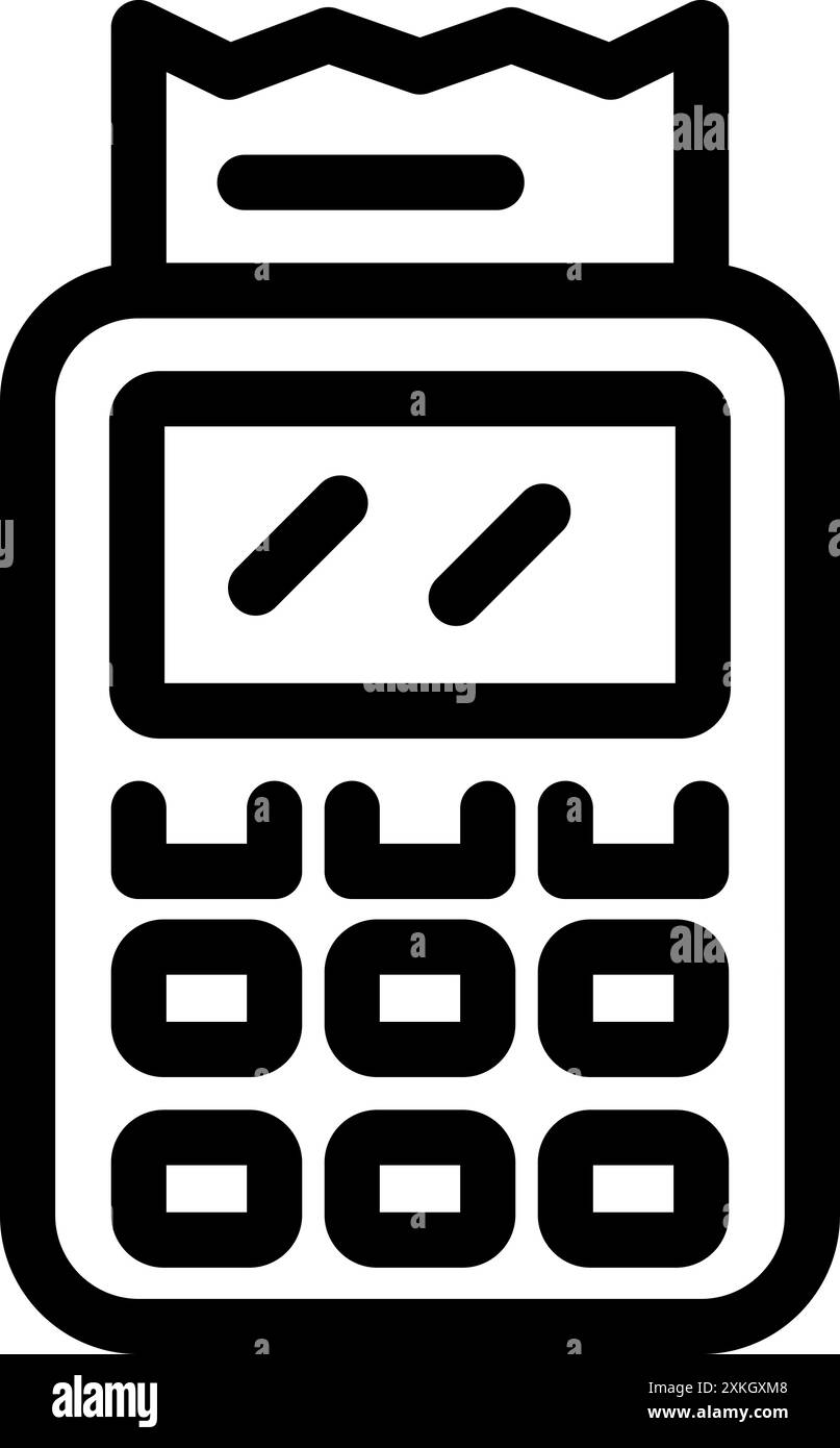Line art icon of a pos terminal printing a receipt, depicting a cashless payment Stock Vector ...