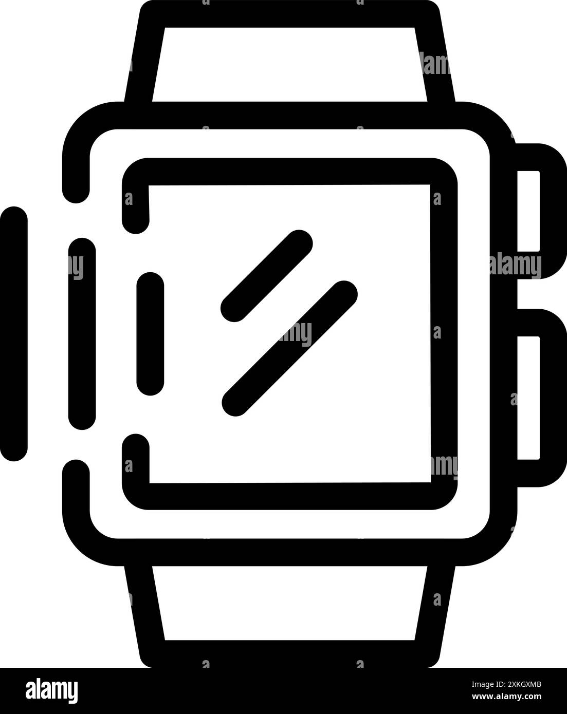 Smart watch receiving data wireless connection icon, simple black and ...