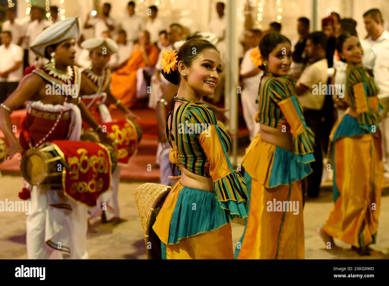 Katharagama, Sri Lanka. 21st July, 2024. People perform traditional ...