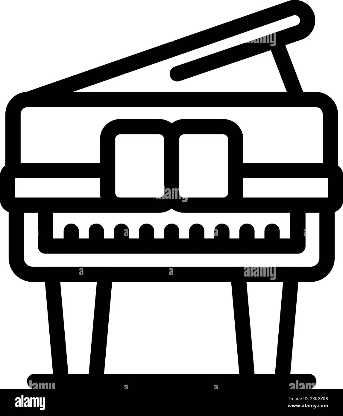 Minimalist outline icon of a grand piano standing with its top lid ...