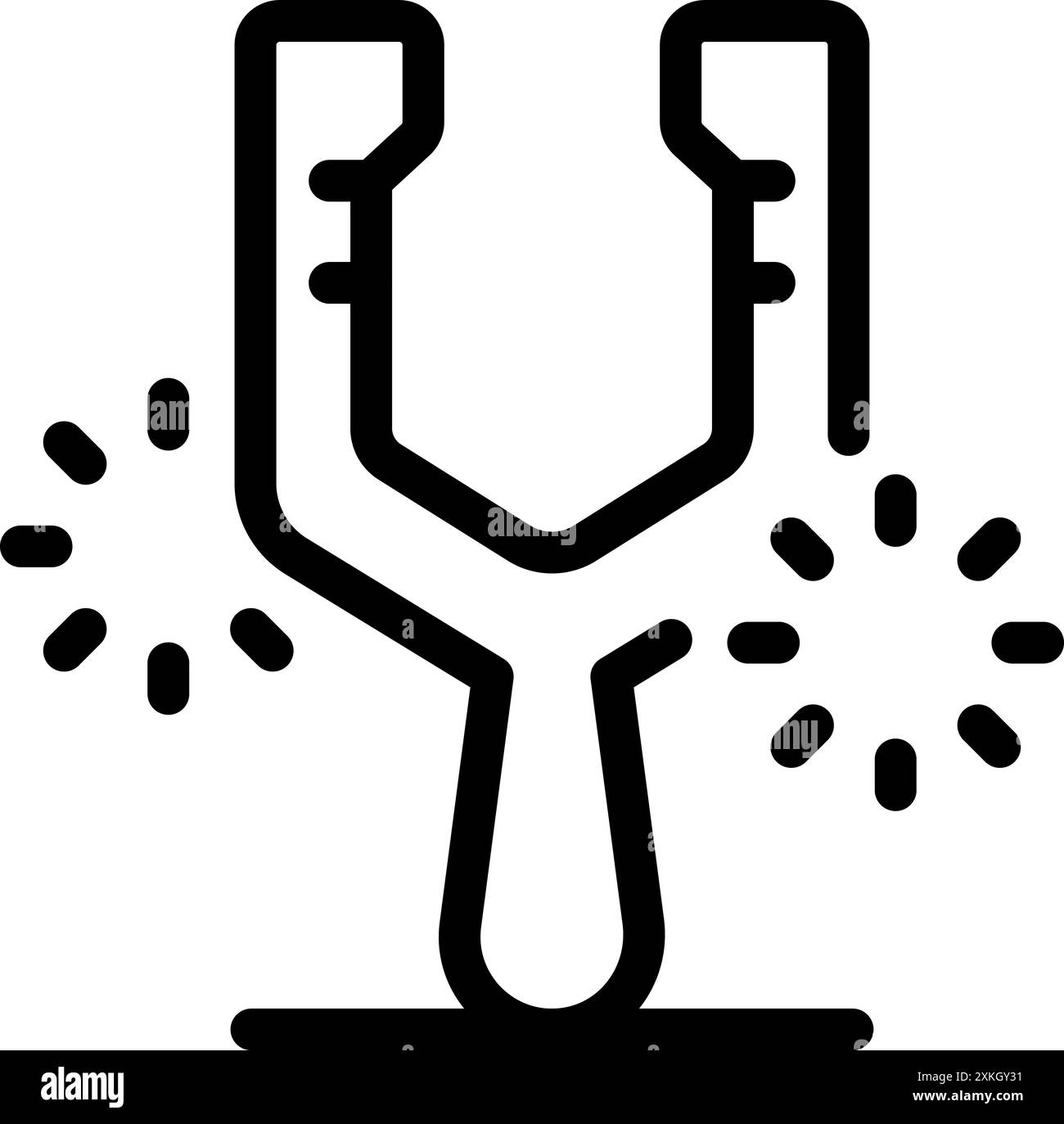 This icon is a wooden slingshot launching a projectile for hunting ...