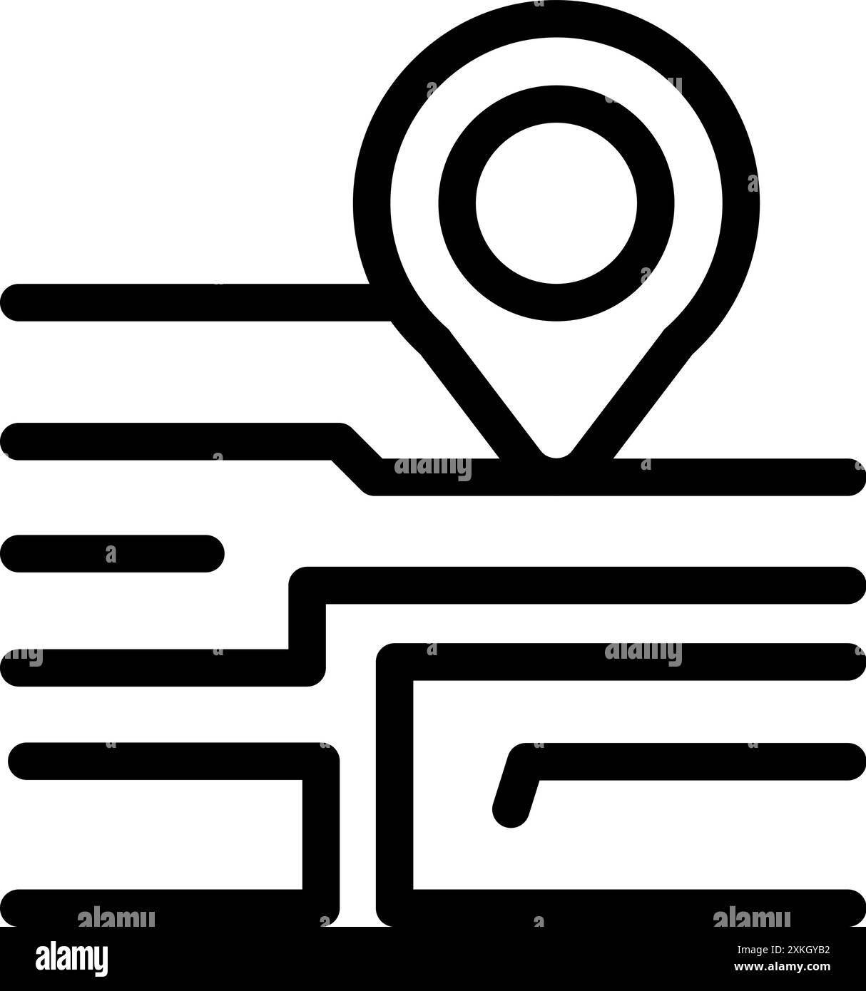 Location pin is marking a destination on a stylized city map Stock ...
