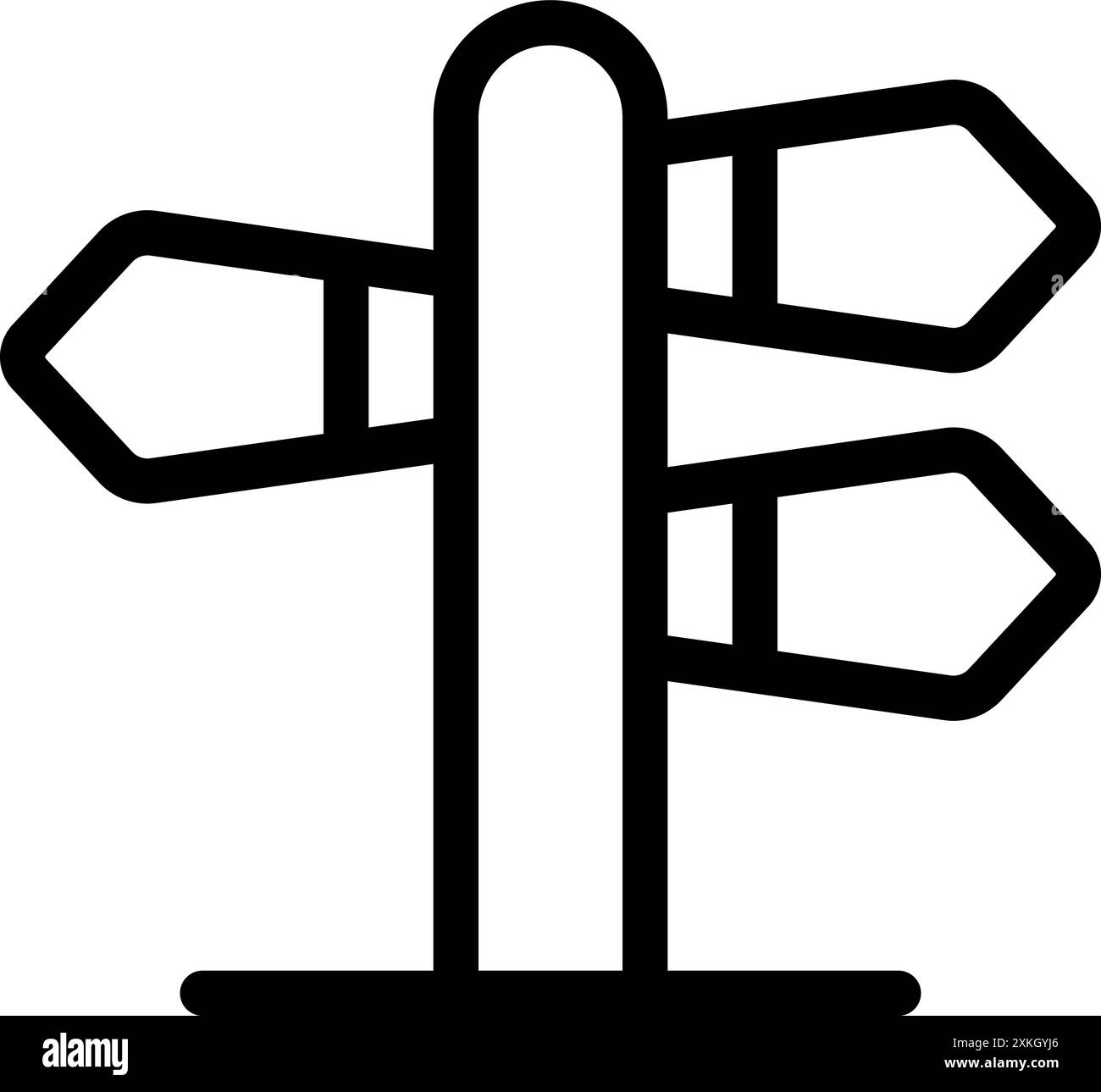 Simple, bold icon of three blank signposts pointing in different ...