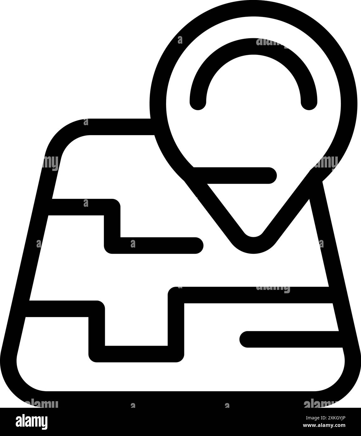 Location pin is marking a specific destination on a simple city map ...