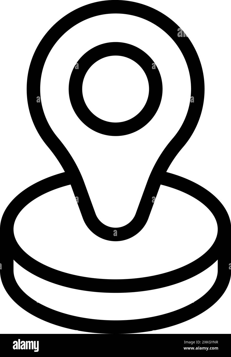 Simple black icon of a location pin pointing on a round platform Stock ...