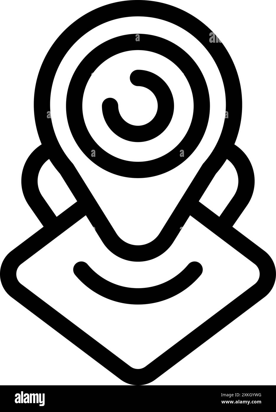 Black and white icon of a geolocation pin pointing a location on a ...