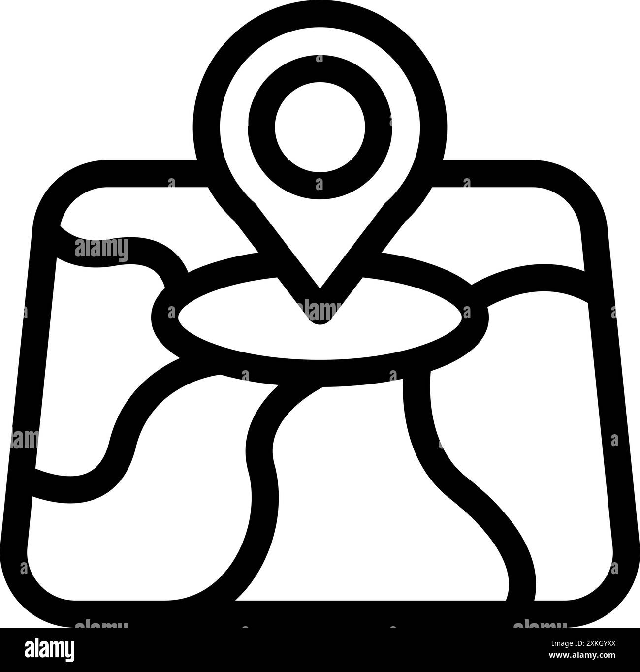 Line art icon of a location pin pointing a place on a simple map Stock ...