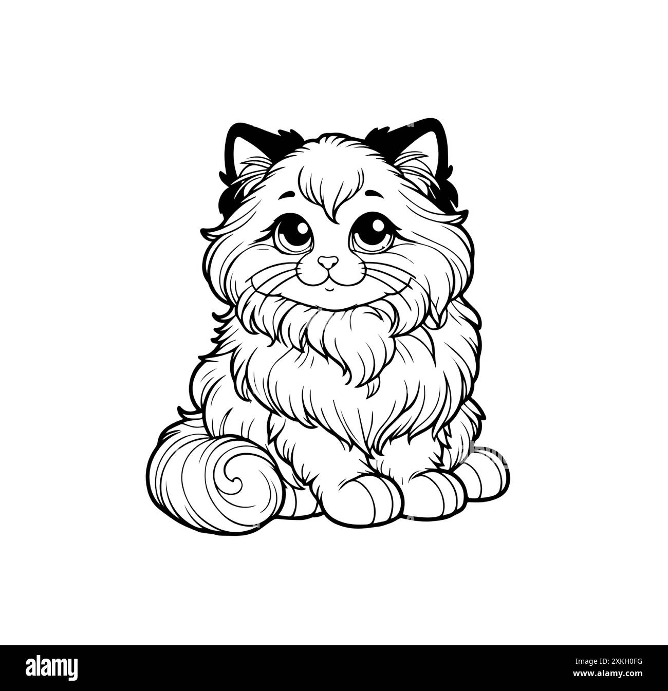 Kawaii cat coloring page vector hi-res stock photography and images - Alamy