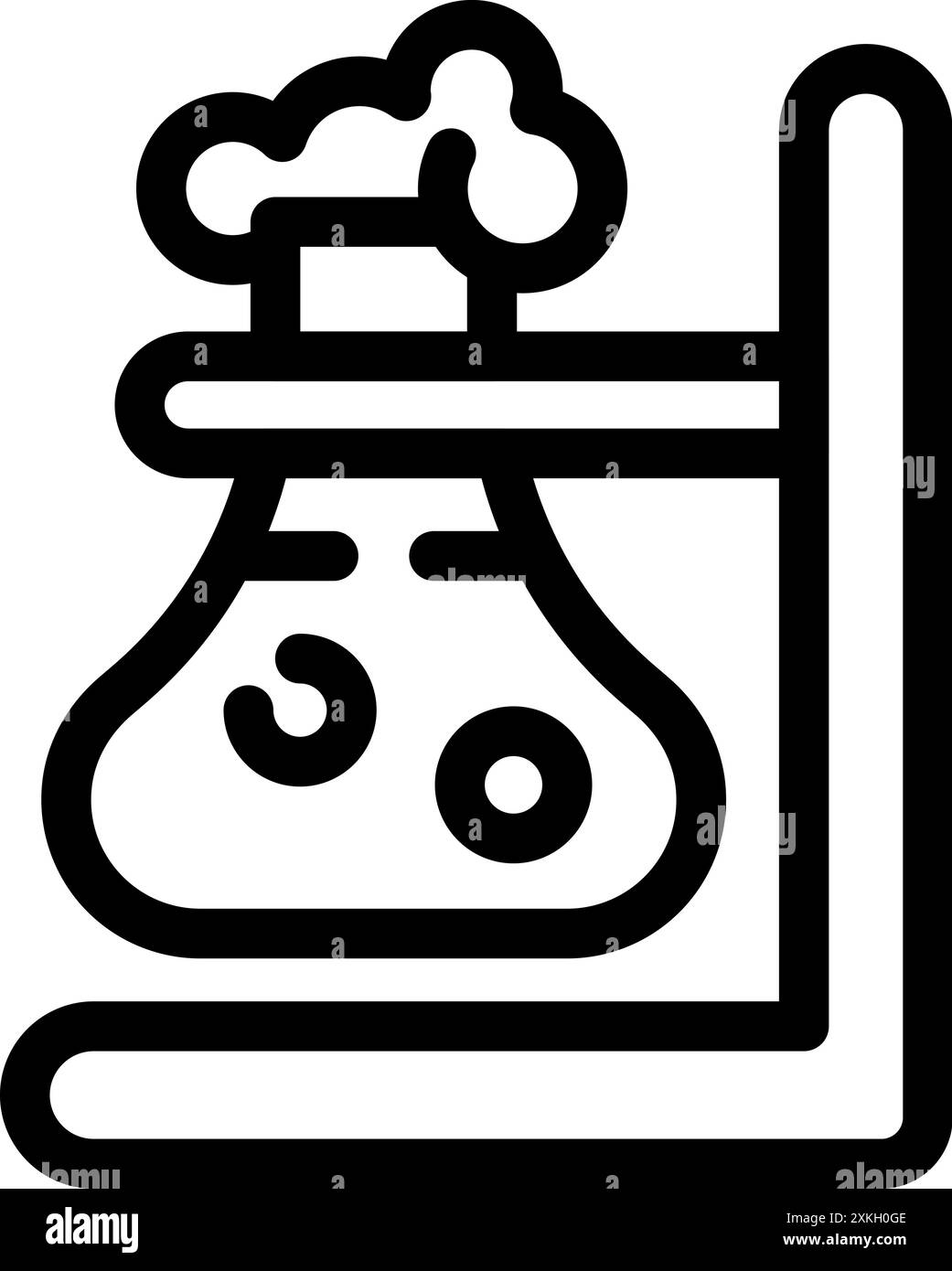 Chemical reaction is boiling over in an erlenmeyer flask that is being ...