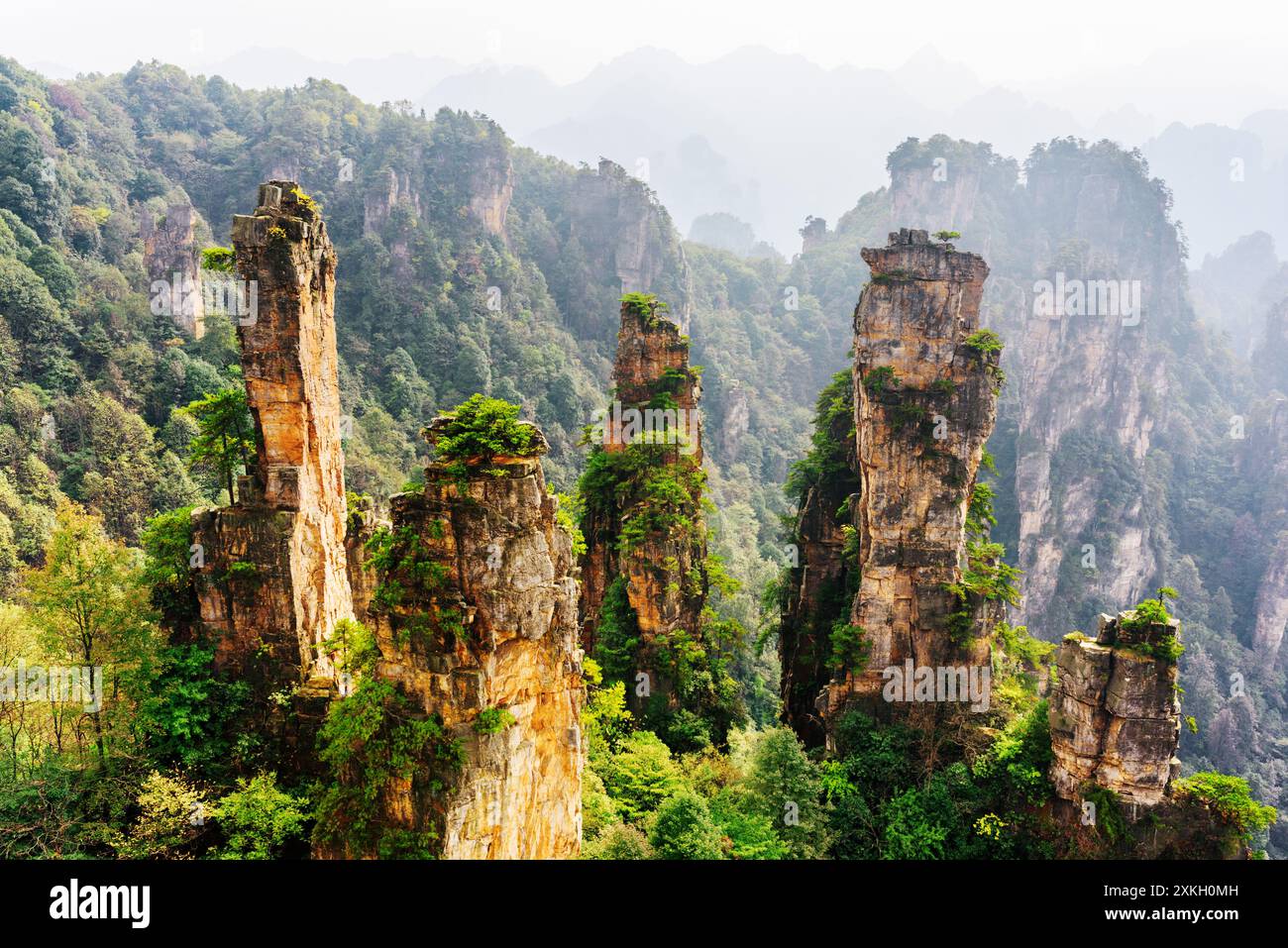 Scenic natural quartz sandstone pillars of fantastic shapes Stock Photo ...