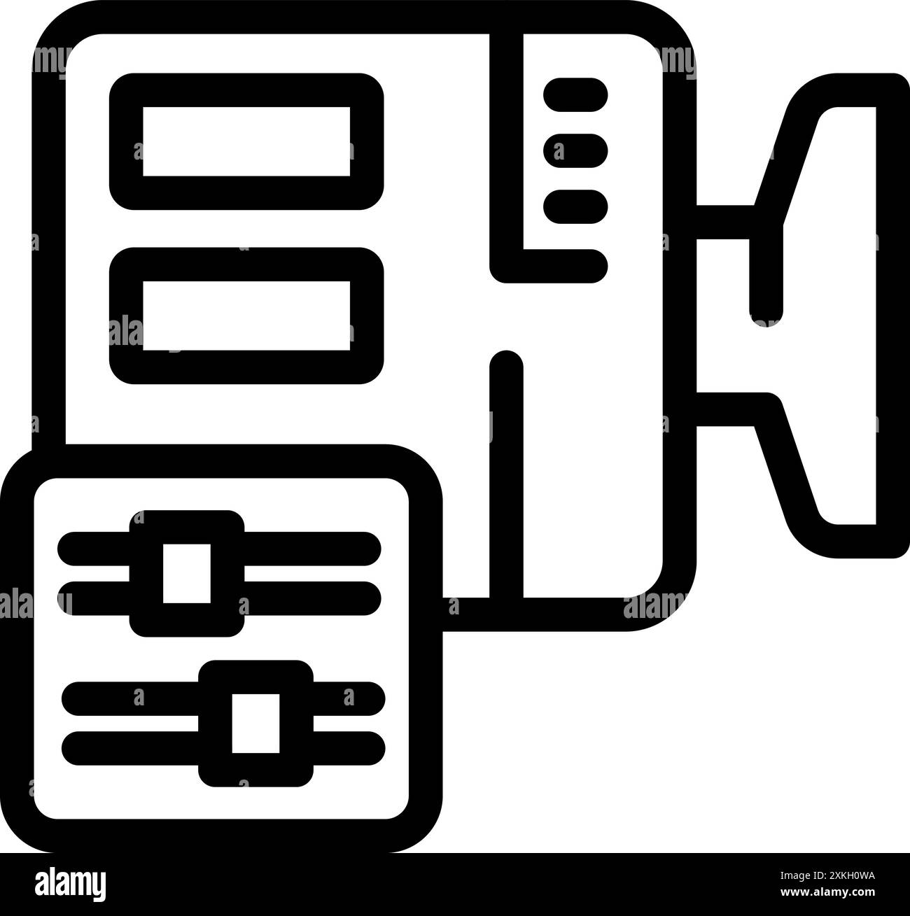 Line icon of a server room with a connected server rack, representing ...