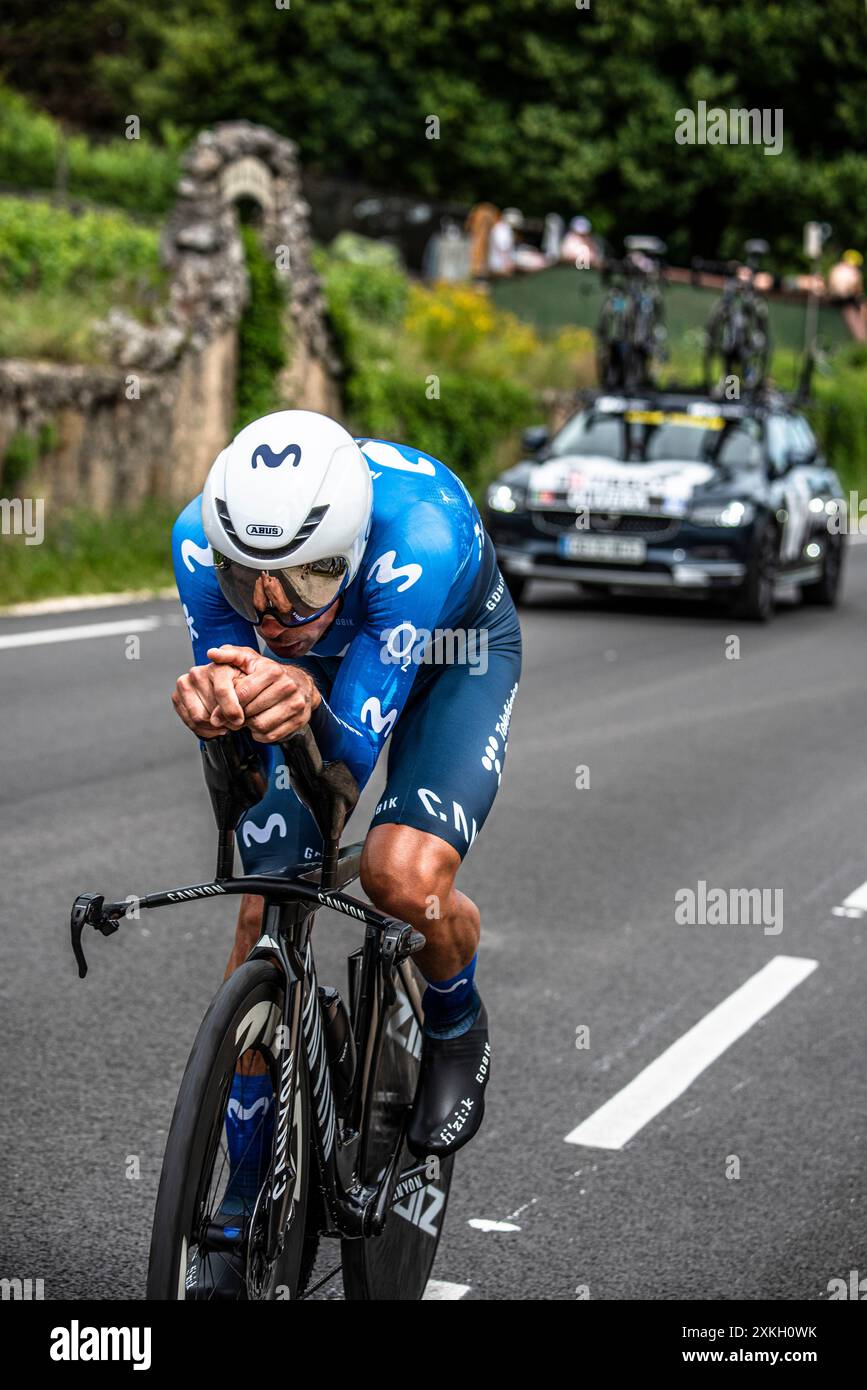 NELSON OLIVEIRA of MOVISTAR TEAM cycling in the Tour de France Stage 7 ...
