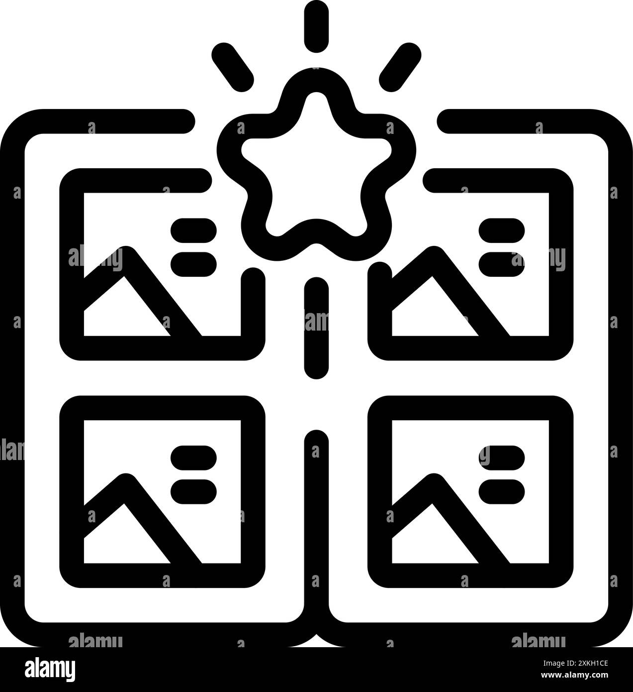 Open photo album displaying multiple pictures with shining star ...