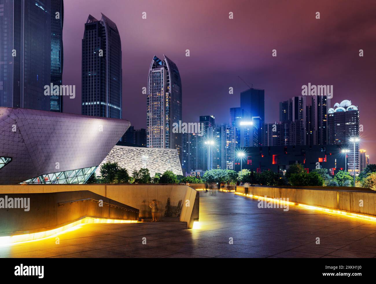 Amazing night view of modern buildings, Guangzhou, China Stock Photo ...