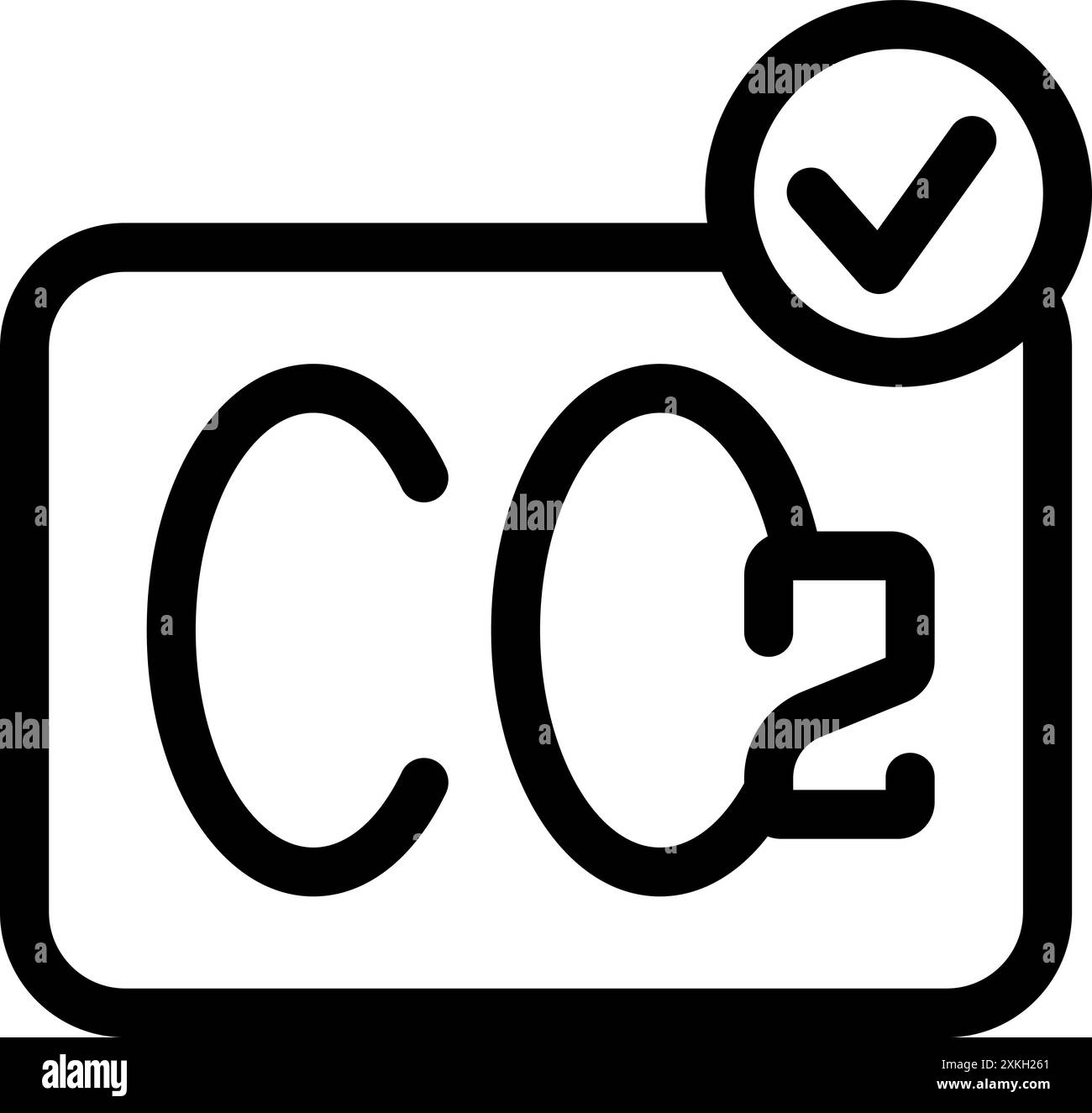 Line icon of carbon dioxide with check mark showing approval Stock ...